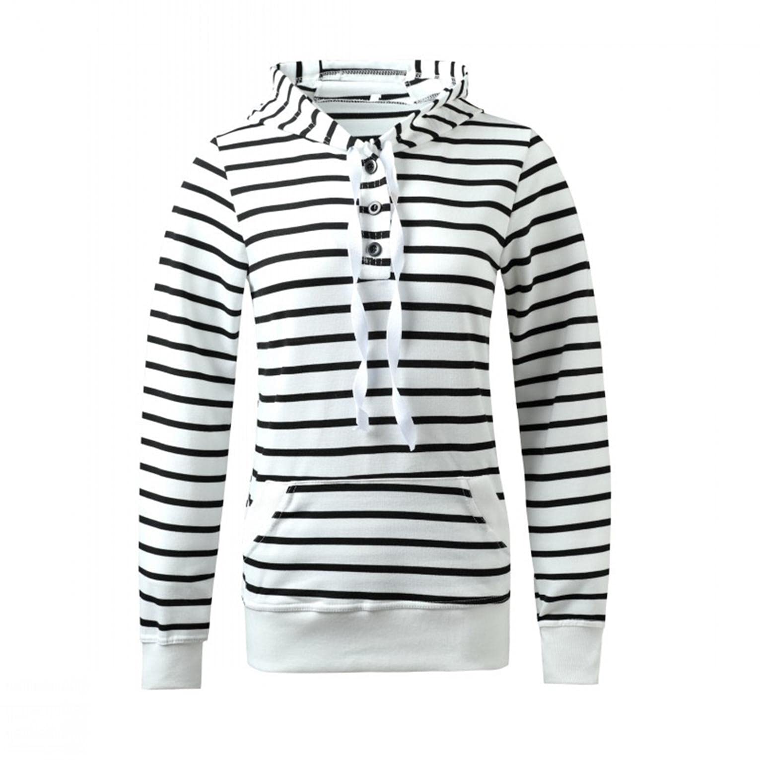Padaleks Women's Long Sleeve Striped Zip Up Sweatshirt Hoodies Stylish Loose Fit Casual Pullover Tops Outerwear