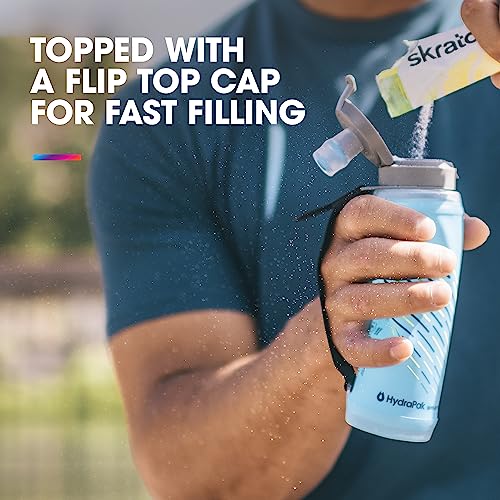 HydraPak UltraFlask Speed 500ml 2-Pack - Collapsible Soft Flask Water Bottle for Hydration Vests and Running Packs with Easy Open Cap (500 ml/17 oz), Malibu Blue