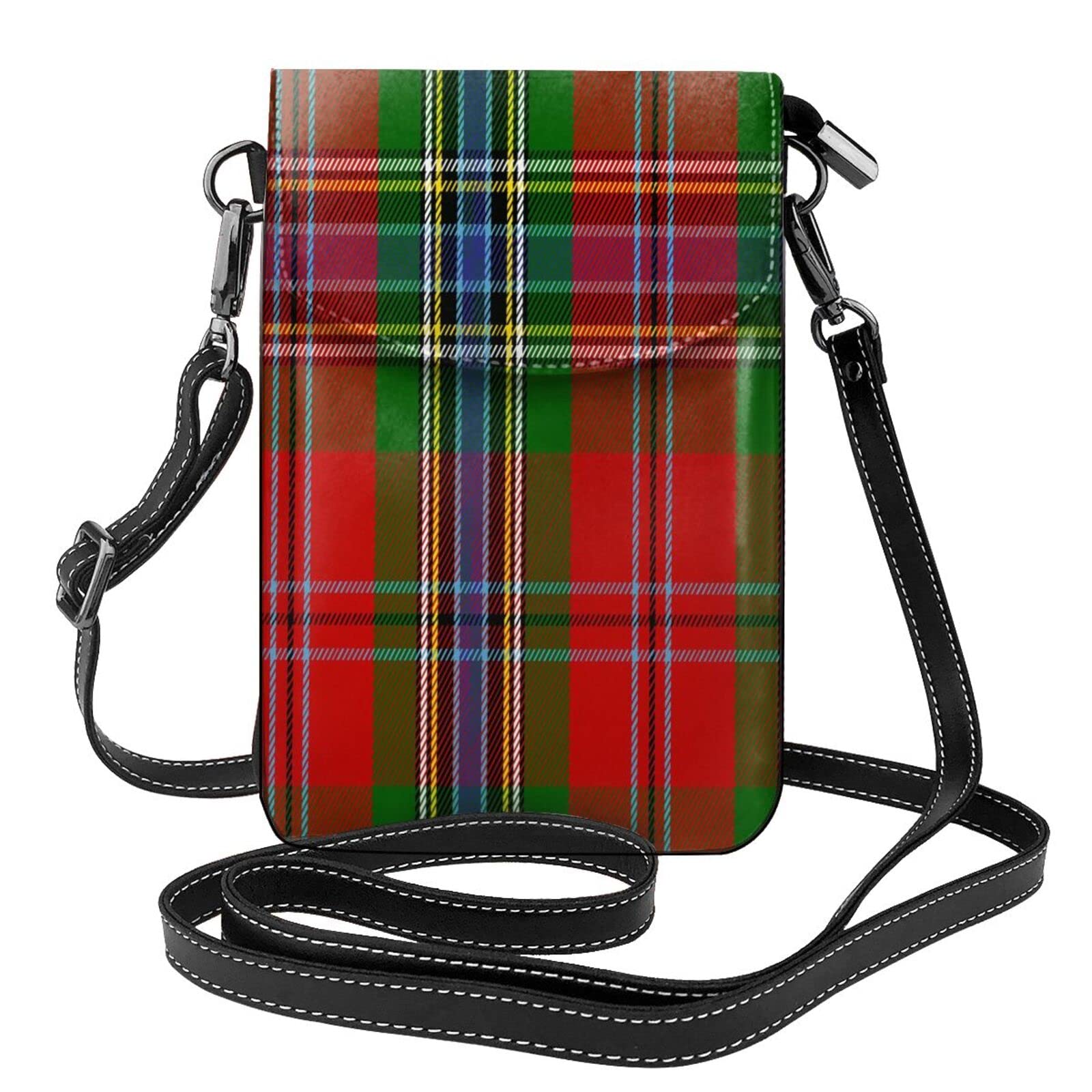 Small Crossbody Scottish Clan MacLean Tartan Crossbody Purse Bag Fashion Cell Purse Wallet For Women/Girls Gift, Black