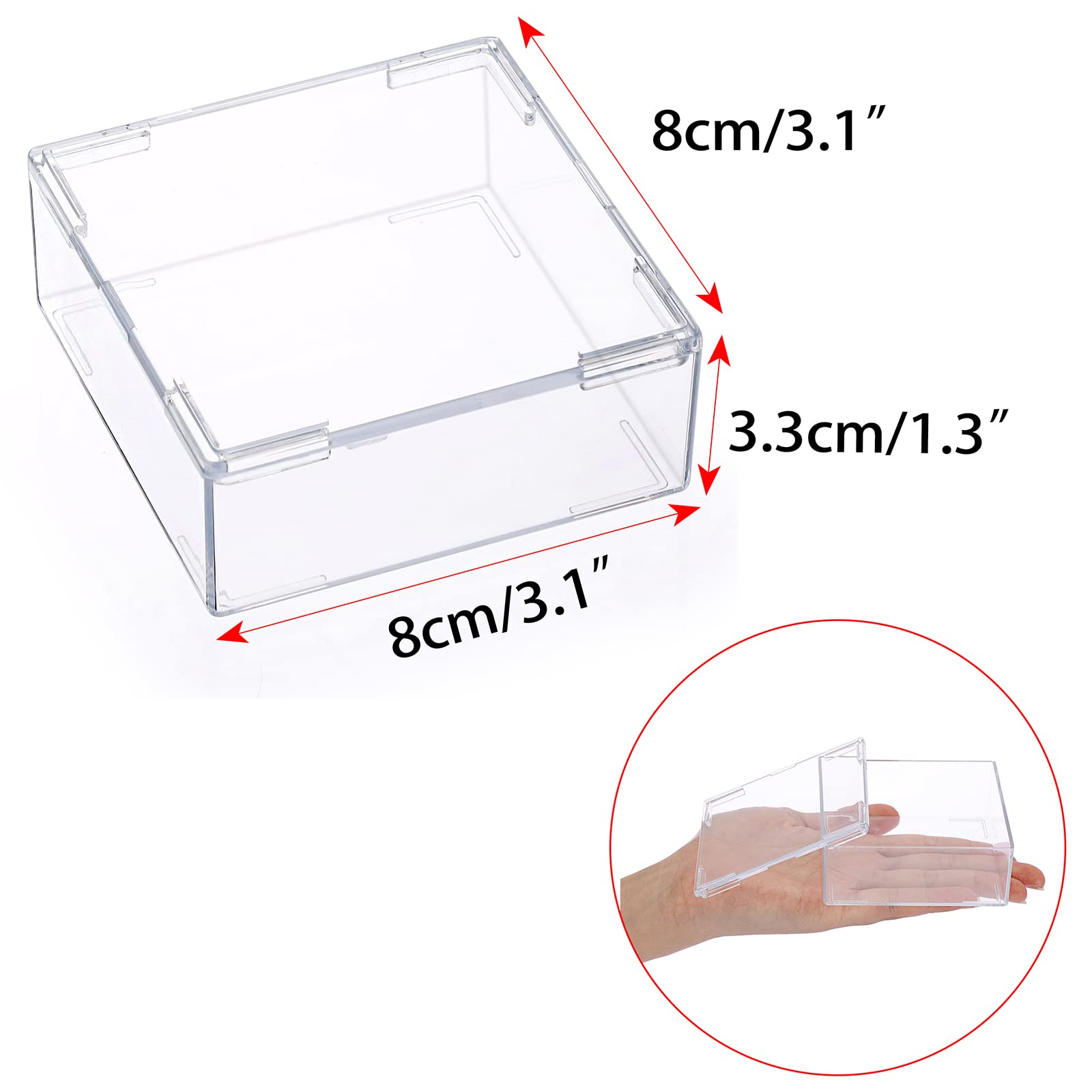 BTSKY Clear Plastic Small Storage Containers with Lid Mini Clear Boxes for Organizing Stackable Paper Clips Holder Multi-use Bead Organizers for Clips, Rhinestones, Hairpins and Candy, 2PCS Round