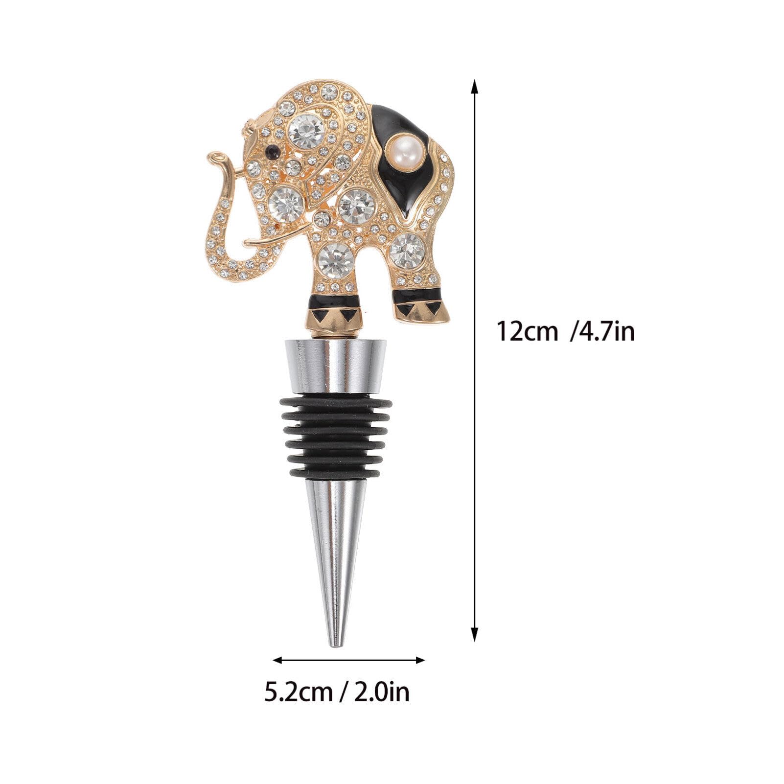 Cabilock Wine Stoppers Decorative Rhinestone Elephant Beverage Bottle Stoppers Funny Wine Champagne Toppers for Wedding Birthday Gifts (1PC)