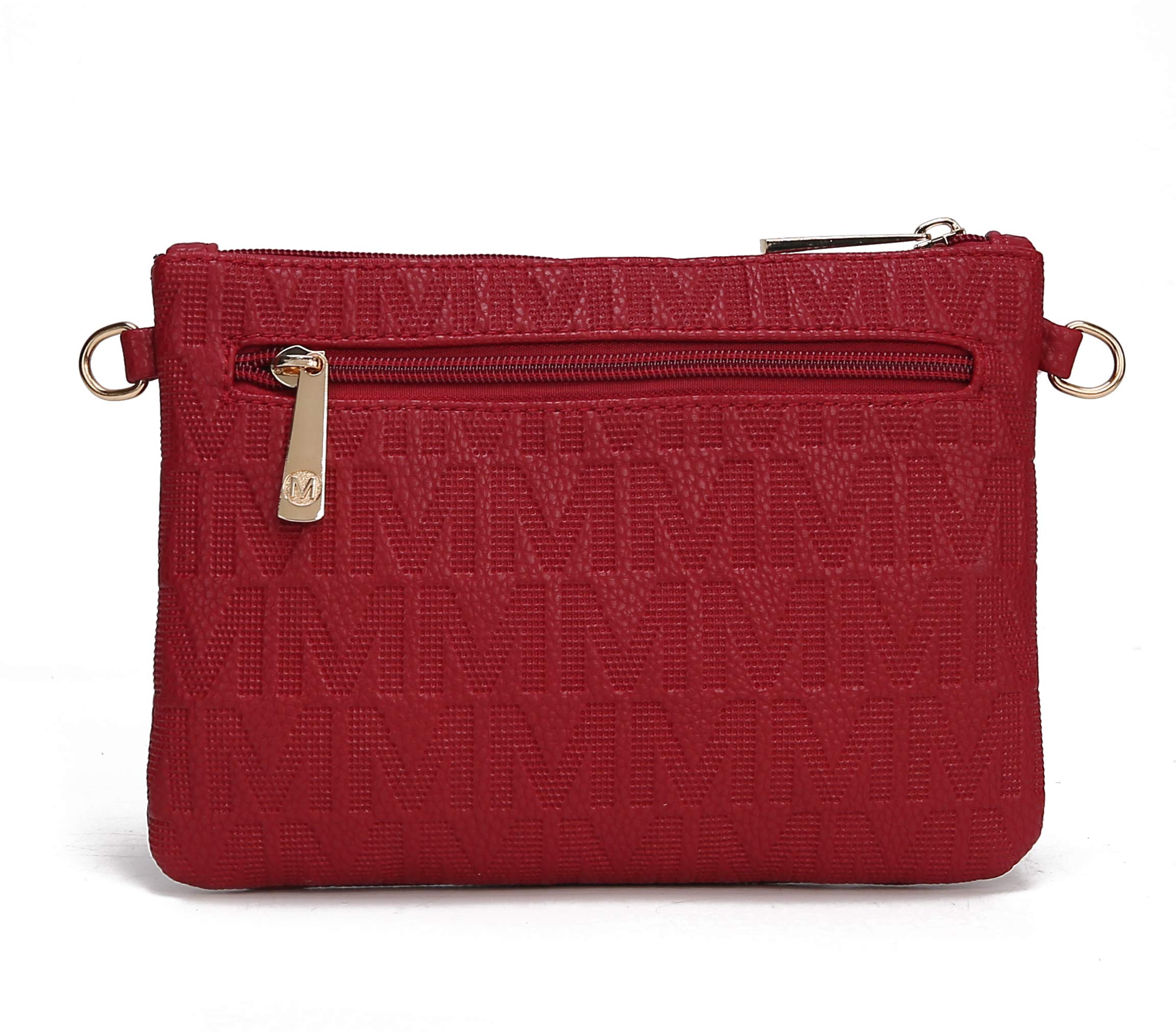 MKF 2 in 1 Crossbody Bags for Women, Wristlet Purse - Ladys Small PU Leather Messenger Handbag - Adjustable Strap Grey