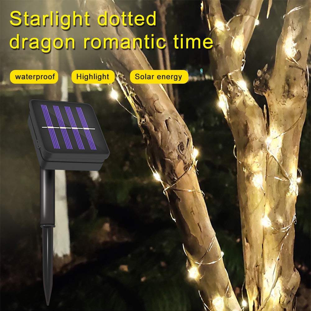 Bcamelys-home Christmas String Lights, Solar Outdoor String Lights, 66Ft 8 Modes Waterproof LED String Lights for Garden Yard Patio Bedroom Gate Party Wedding Camping Christmas Tree Decoration