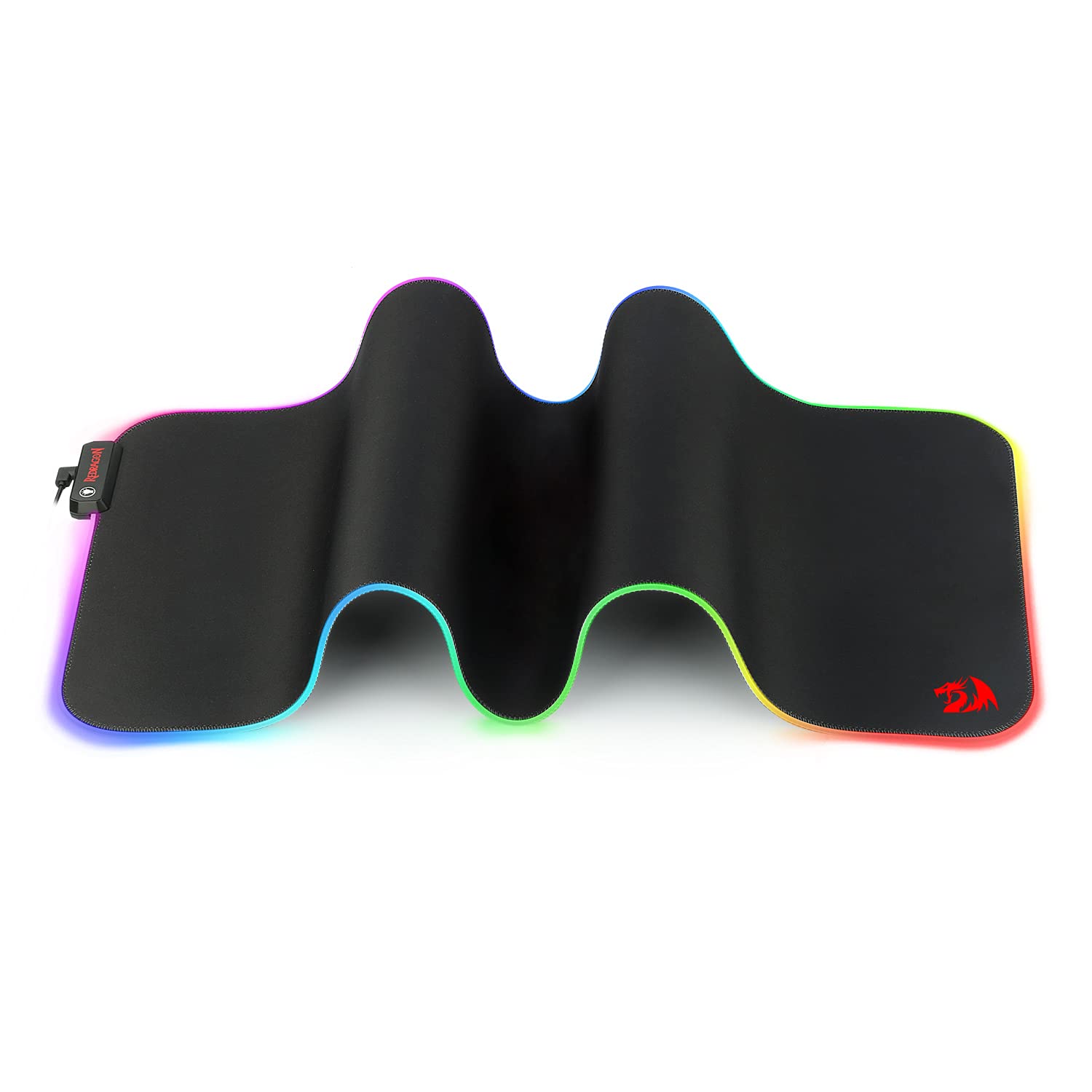 Redragon RGB LED Large Gaming Mouse Pad Soft Mat with Nonslip Base, XL Size with Stitched Edges for PC Gamer (31.5 x 11.8 x 0.16 inches)