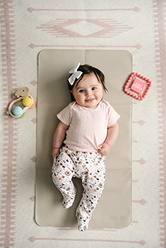 Changing Pad Portable (16 x 30), Vegan Leather Baby Wipeable Changing Mat Portable Changing Pad Diaper Clutch Station Changing Pad - Foldable Changing Mat - Changing Mat Baby Station (Stone)