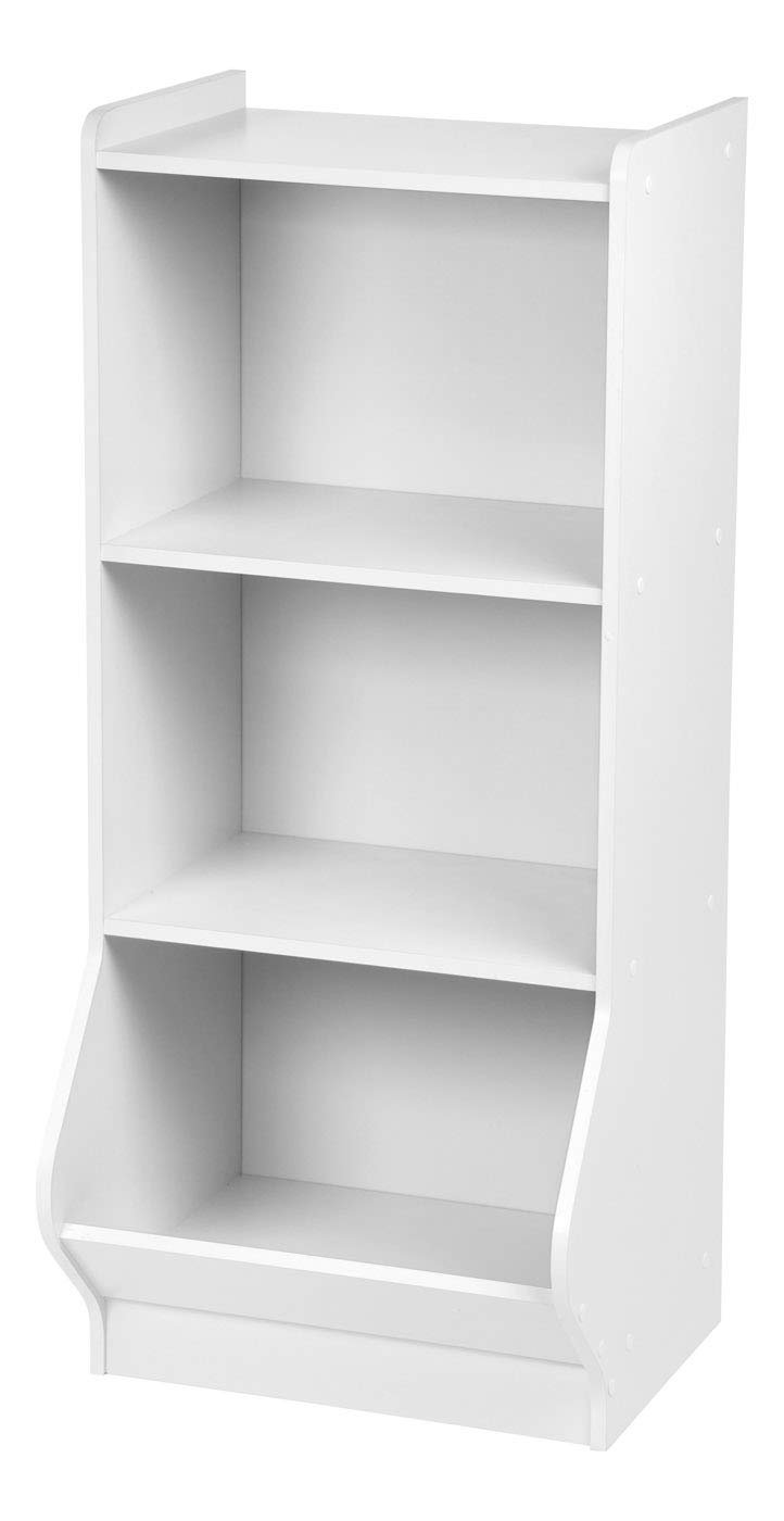 IRIS USA 3-Tier Shelf Organizer with Easy Access Angled Cubby, White