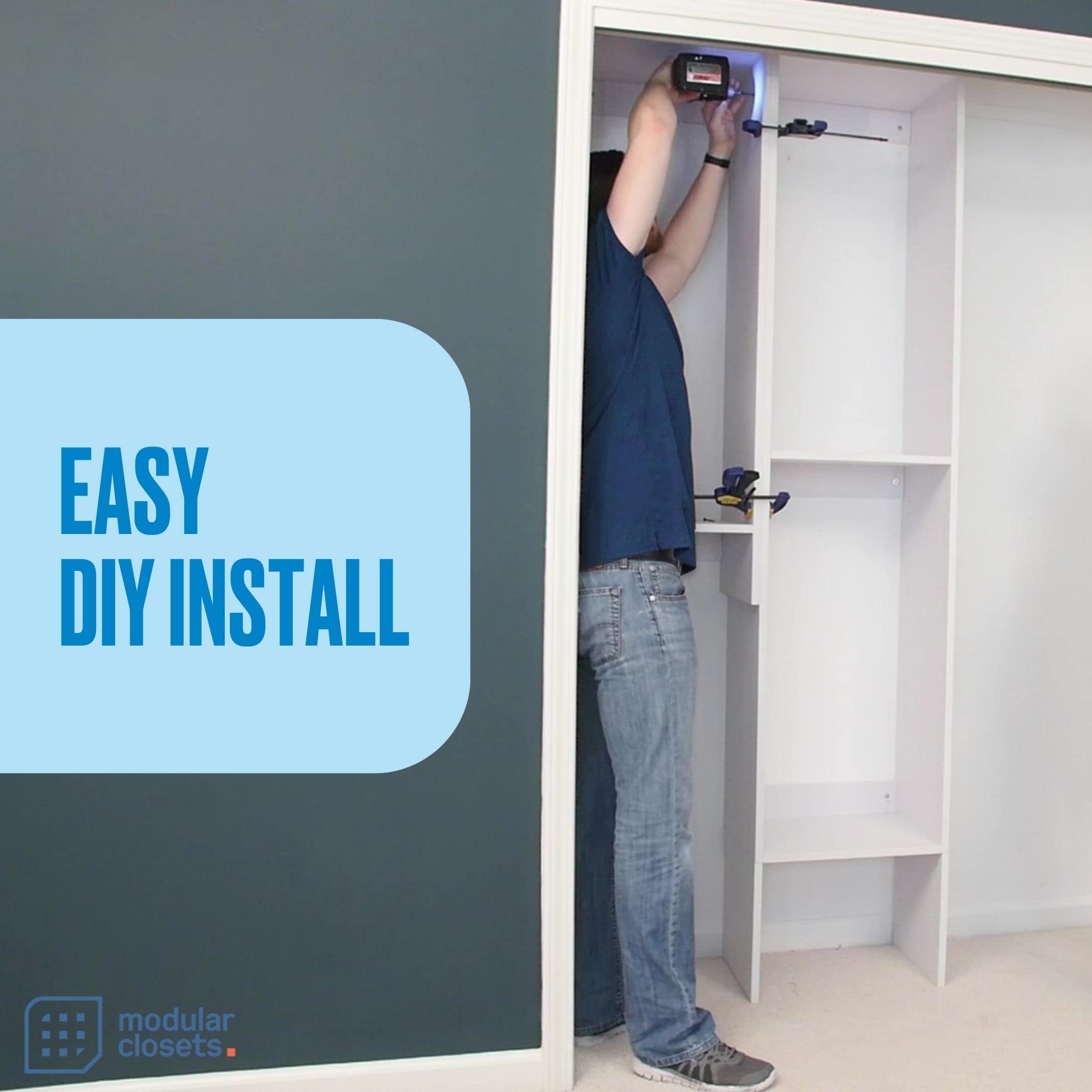 Medium Hanging Closet Unit - Modular Closet System for Hanging - Corner Closet System - Closet Organizers and Storage Shelves (White, 25.5 inches Wide) Closet Shelves