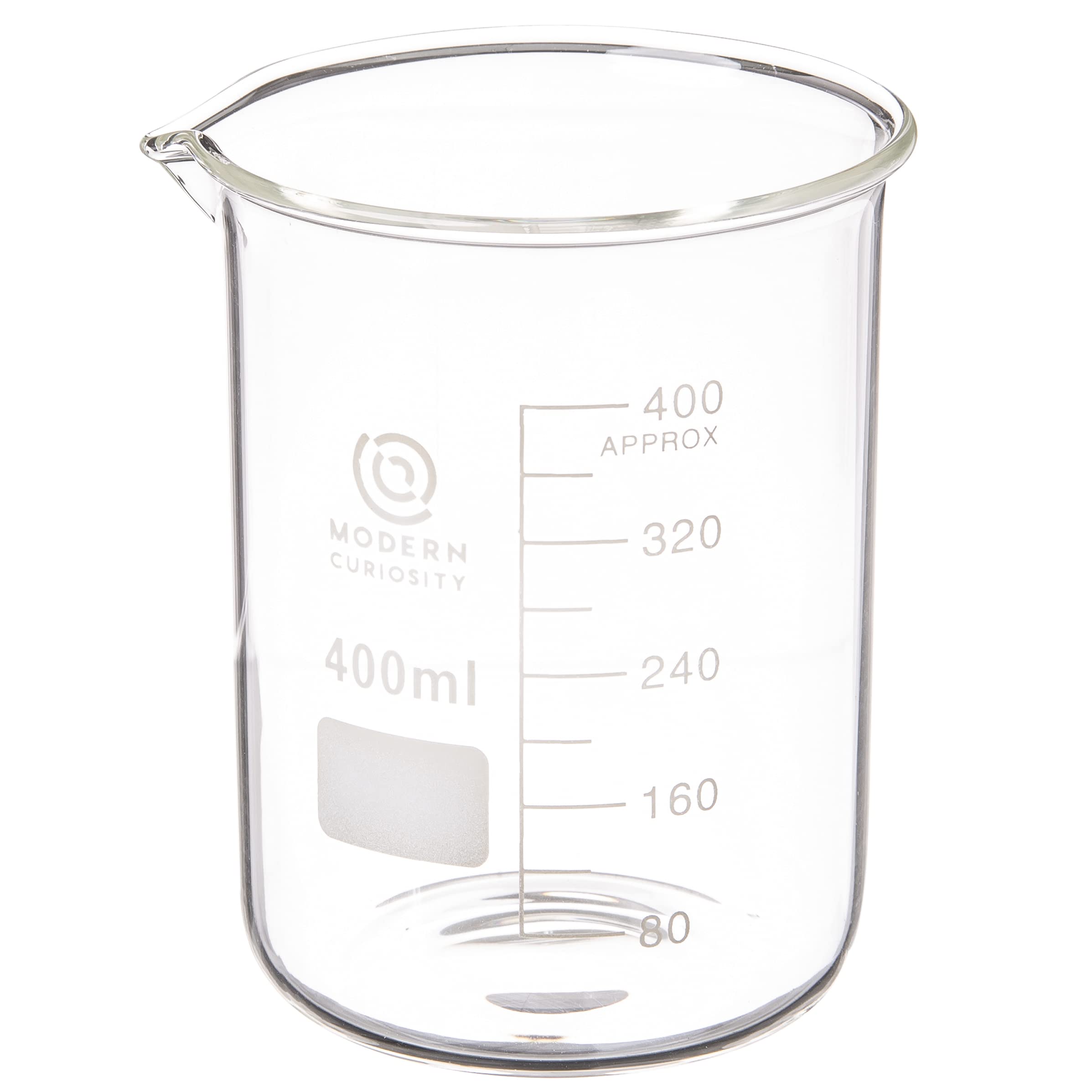 Glass Beakers Set - Science, Chemistry Classroom Supplies - Borosilicate Glass - Education, Research Equipment for Industrial and Academic Labs (400mL, 4-Pack)