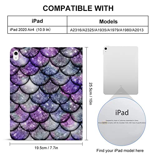 Mermaid Protective Case Compatible with IPAD 2020 AIR 4 (10.9in) Stand Case Auto Sleep/Wake Cover