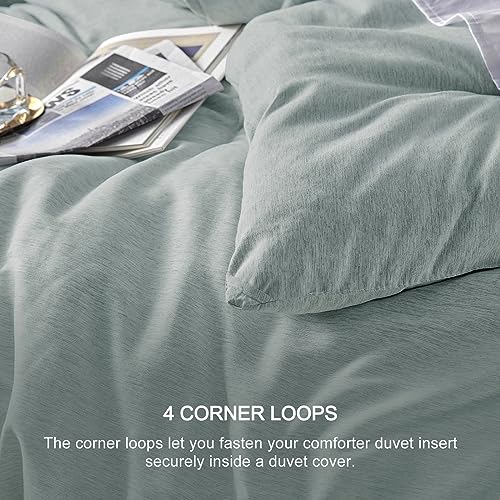 CozyLux Queen Size Comforter Set - 3 Pieces Sage Green Soft Luxury Cationic Dyeing Bedding Comforter for All Season, Breathable Lightweight Fluffy Boho Bed Sets with 1 Comforter and 2 Pillow Shams