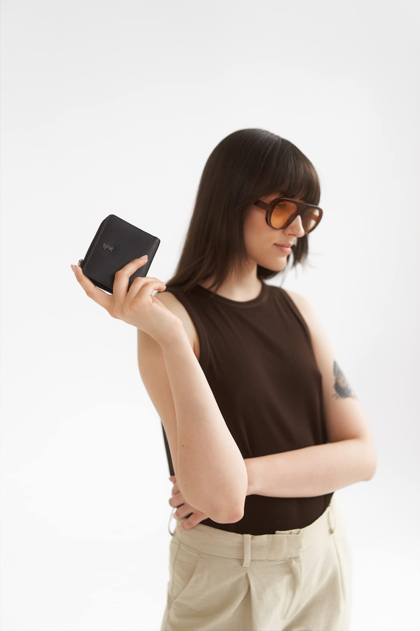 BERLINER BAGS Small Wallet Leather Purse RFID Blocking Card Case Coin Wallet for Women - Black