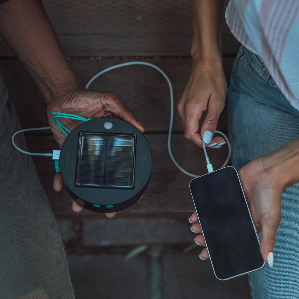 MPOWERD Luci Solar String Lights + Phone Charger: White 18' Rechargeable via Solar or USB-A, 100 Lumens LEDs, Lasts Up to 20 Hours, Waterproof, Camping, Backyard, and Travel