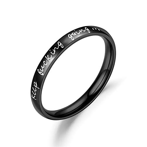 Bling Toman Women’s Men’s Stackable Inspirational Ring Stainless Steel Keep Going Ring Motivational Band Ring Silver/Black/Gold High Polish Ring Encouragement Jewelry Gift (B: Black 3mm, 10)