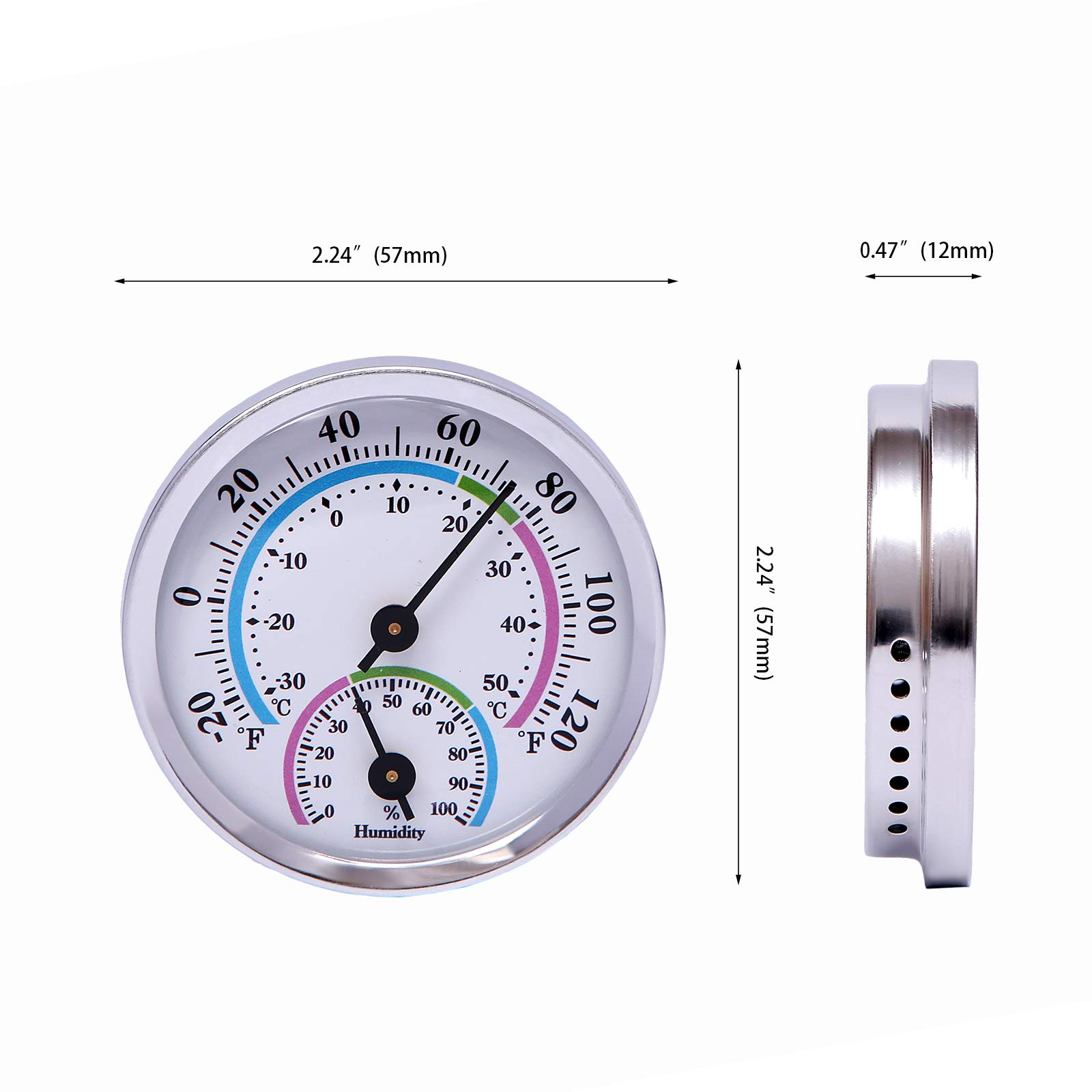 LayscoPro Mini Indoor Thermometer Hygrometer Analog 2 in 1 Temperature Humidity Monitor Gauge for Home, Room, Outdoor, Offices, Display Mechanical (No Battery Needed) (Gold-2 Pack, Gold-2 Pack)