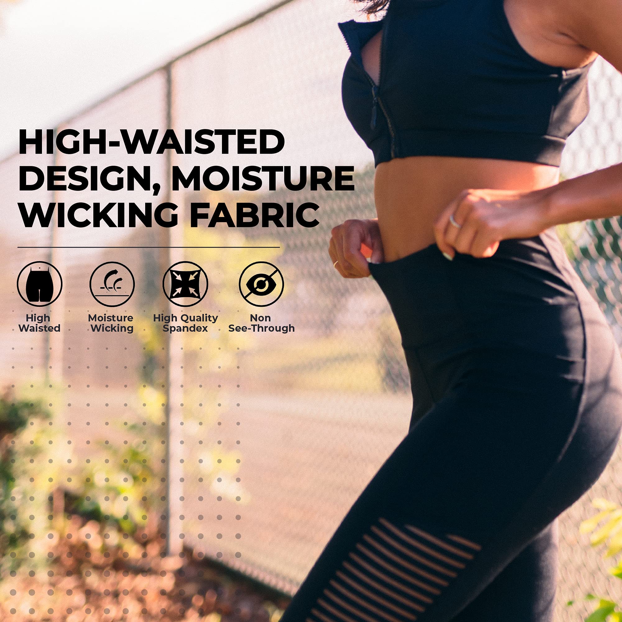BSP Better Sports Performance Womens Workout Leggings - Womens Workout Pants with Mesh Pockets & Tummy Control, High Waist Workout Leggings for Women