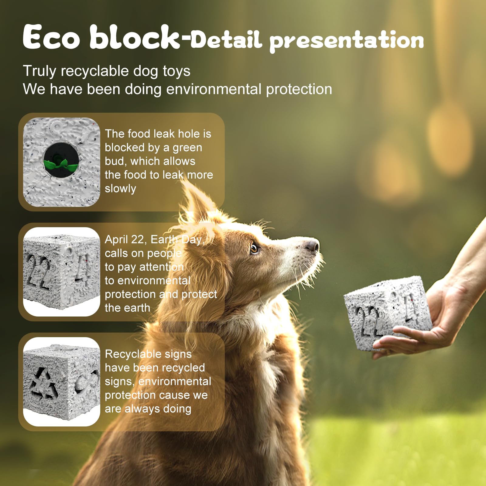 Dog Chew Block Toy - Interactive Slow Feeder Pet Toys for Medium or Large Dog Breeds - Indestructible Paw Cube Dispensing Toy Great for Aggressive Chewer | Natural, Recyclable and Eco-Friendly Rubber
