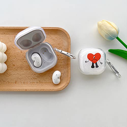 Earphone Case for Samsung Galaxy Buds Live/Buds pro/Buds 2/Buds2 pro Charging Box,Fashion Popular Cool Bad Bunny Transparent Earphone case with Hook