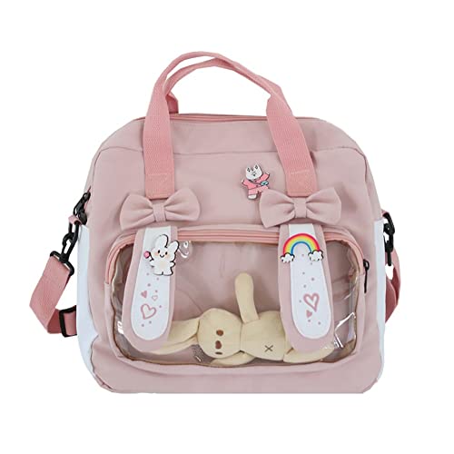 Bunny Backpack with Cute Pendant Pin Accessories for Women(Pink-73, One Size)