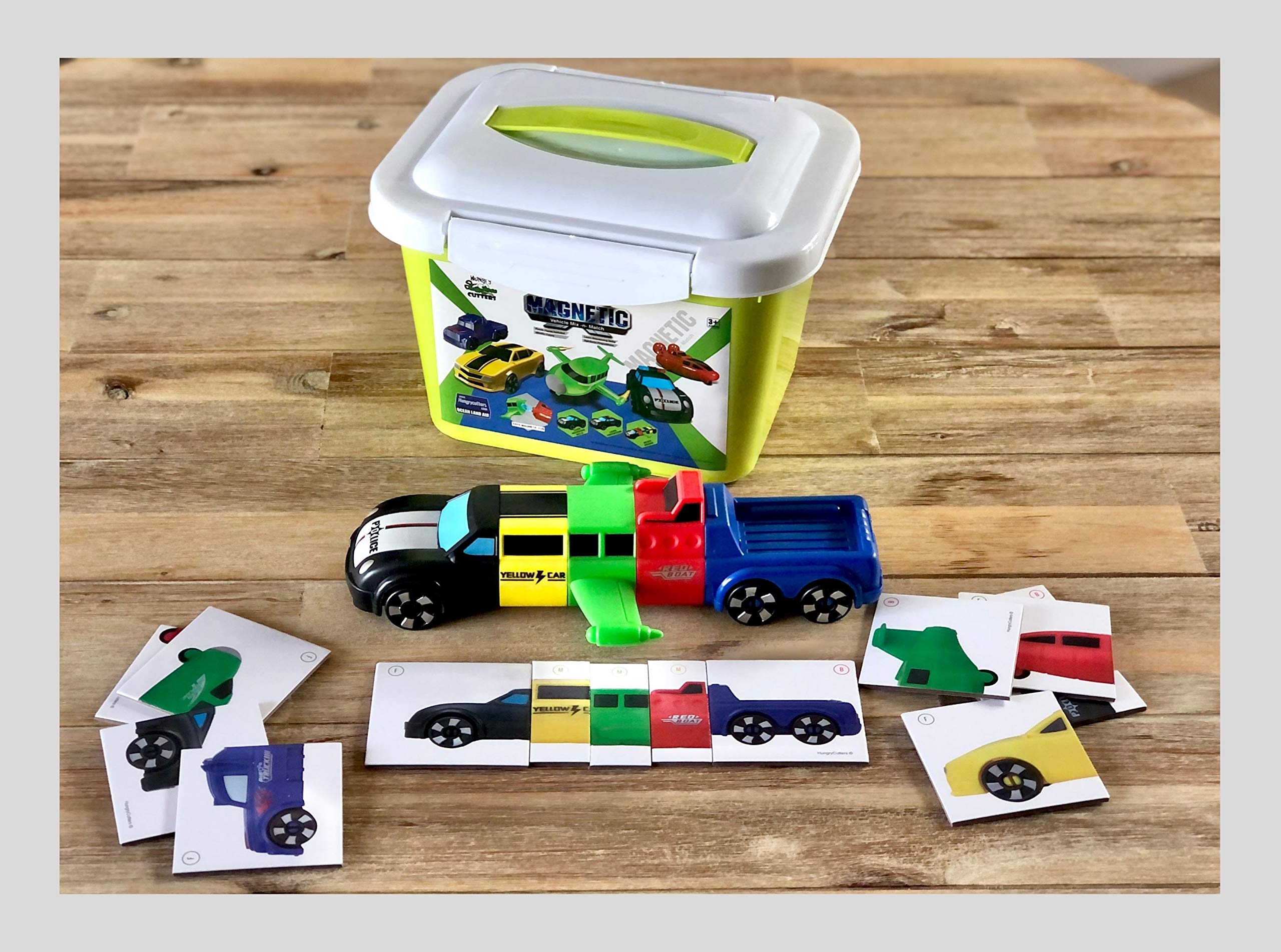 Hungry Cutters Magnetic Create & Build Vehicle Set. Fine Motor Speech Educational STEM Construction Preschool Engineering Best Gift for Boys and Girls!