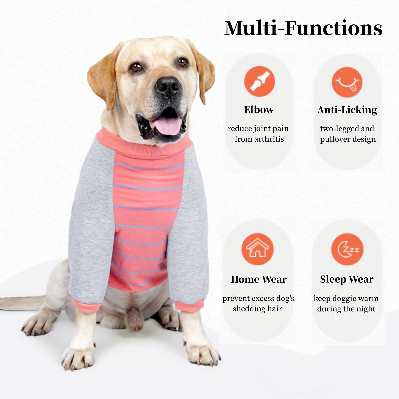 Dog Elbow Protector for Calluses, Dog Post Operative Protection Shirt, Dog Surgery Recovery Suit Clothes Front Leg Braces Elbow Dysplasia, Cone Collar Alternative for Sprain Arthritis Joint Care, L