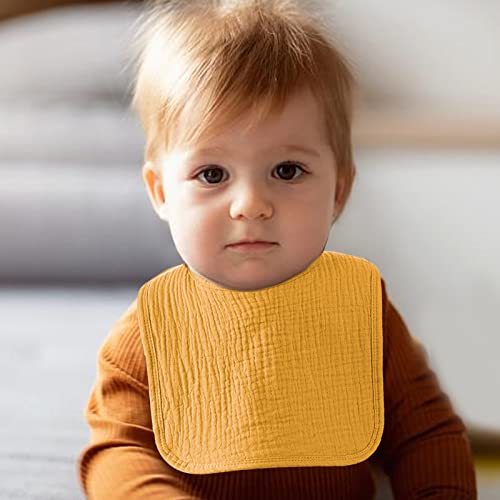 HBselect Muslin Baby Bibs 10 Pack,Unisex Baby Bibs with Bandana Drool Bibs Cotton, 10 Solid Colors Set for Feeding, Teething, Drooling