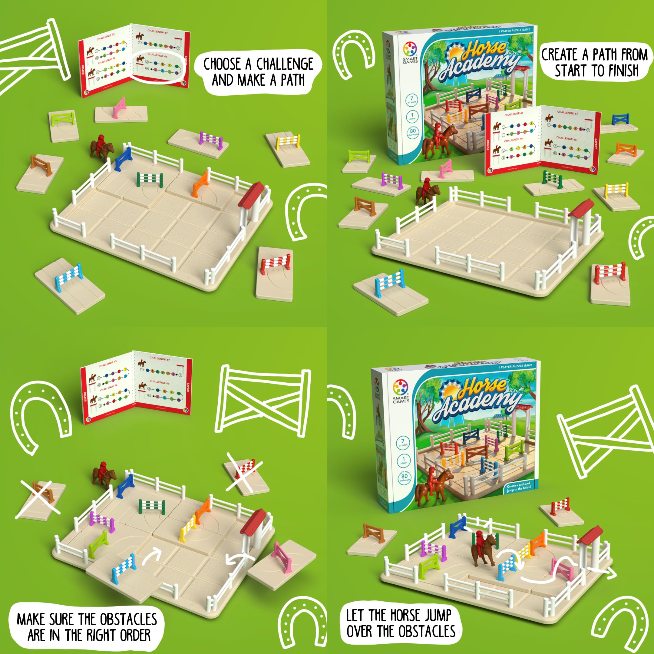 SmartGames Horse Academy Path-Building Game with 80 Challenges for Ages 7 to Adult