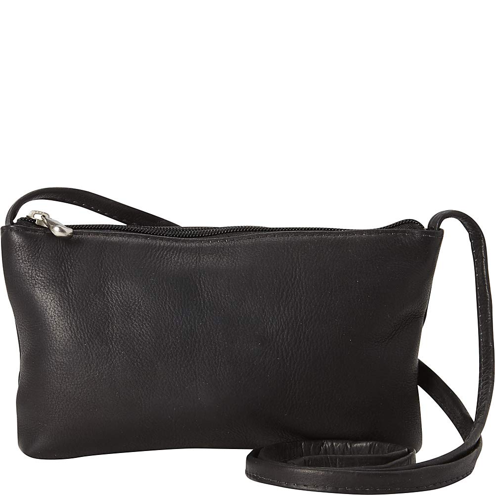 Le Donne Leather Clover Mini Bag - Full-Grain Premium Colombian Vaquetta Leather Crossbody Bag, 9"x5.5"x1" (Black)