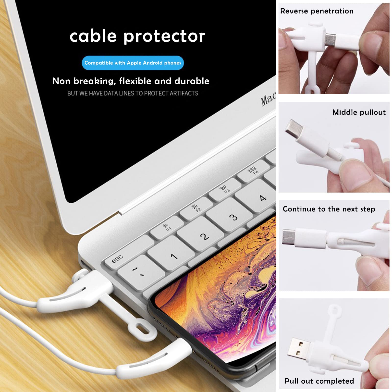 Charger Cable Cord Wire Saver Protector Silicone Sleeve for Phone iPhone iPod Charging Cable, for ATOL-USB 2 pcs