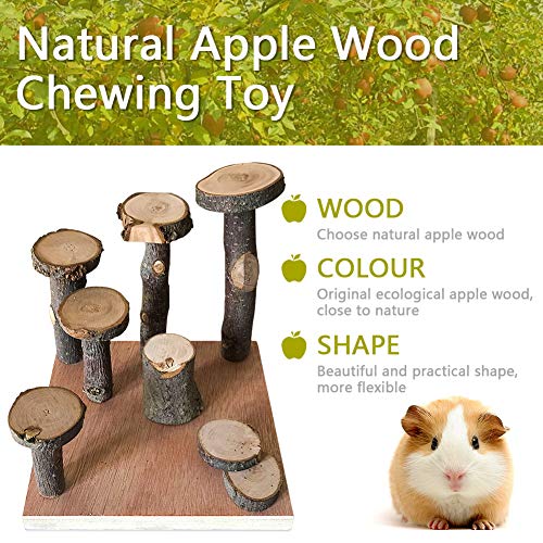 Hamster Climbing Wooden Stand Platform, Pet Cage Playground Natural Wood Bridge ramp Toys for Dwarf Hamsters, Syrians Hamster, Gerbil, Mouse, Rat