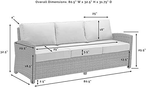 Crosley Furniture Bradenton Outdoor Wicker Patio Sofa with Cushions - Sand
