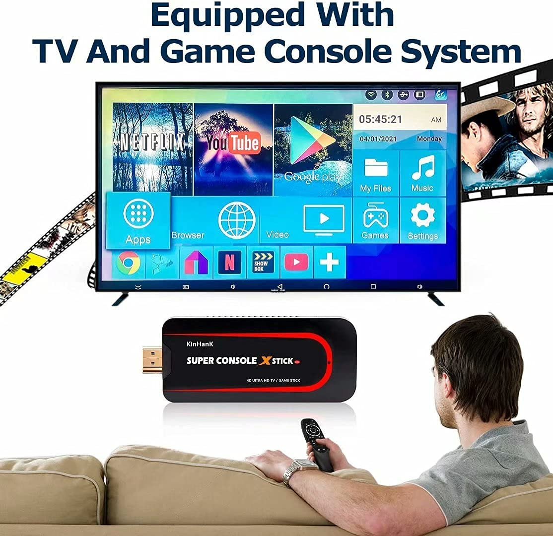 Relemo Super Console X Stick Retro Game Console Built-in 50000+ Games 4k Output Plug and Play Video Game Console with 2 Controllers for PS1/PSP/N64/MD (128G)