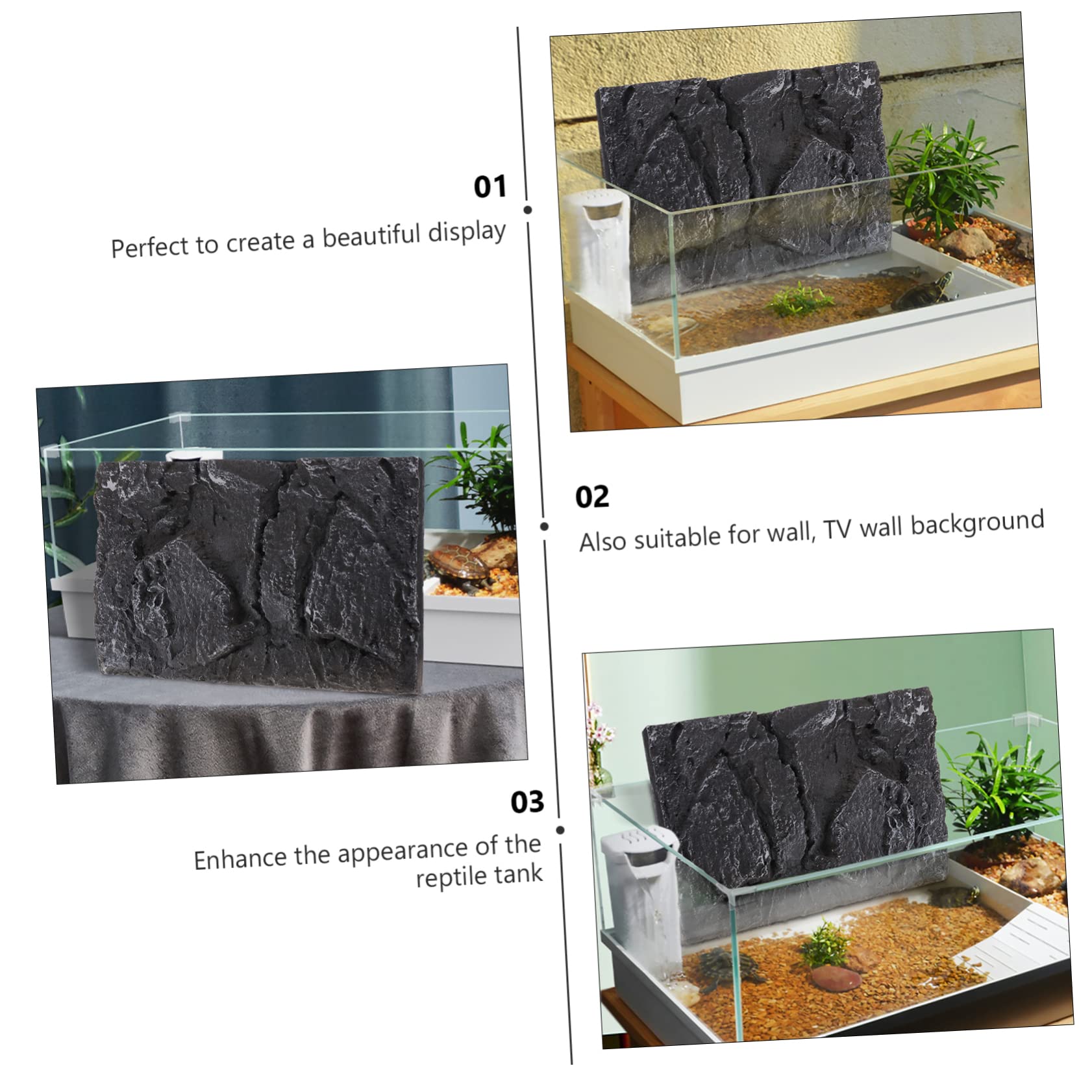 balacoo 2pcs Turtle Tank Decorative Board Reptile case Background Aquarium Decor Background Bearded Dragon Tank 40 Gallon Reptile Tank 20 Gallon Fish Tank Pet Foam Universal 3D Marble