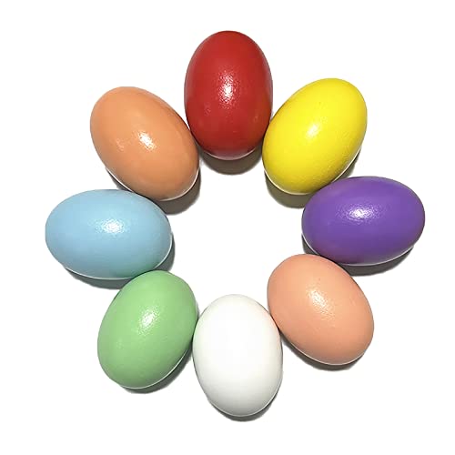 Easter Wooden Eggs Easter Decorations - 8 Colors Wood DIY Faux Egg Crafts Fake Chicken Eggs Nesting Eggs Easter Home Party Decor