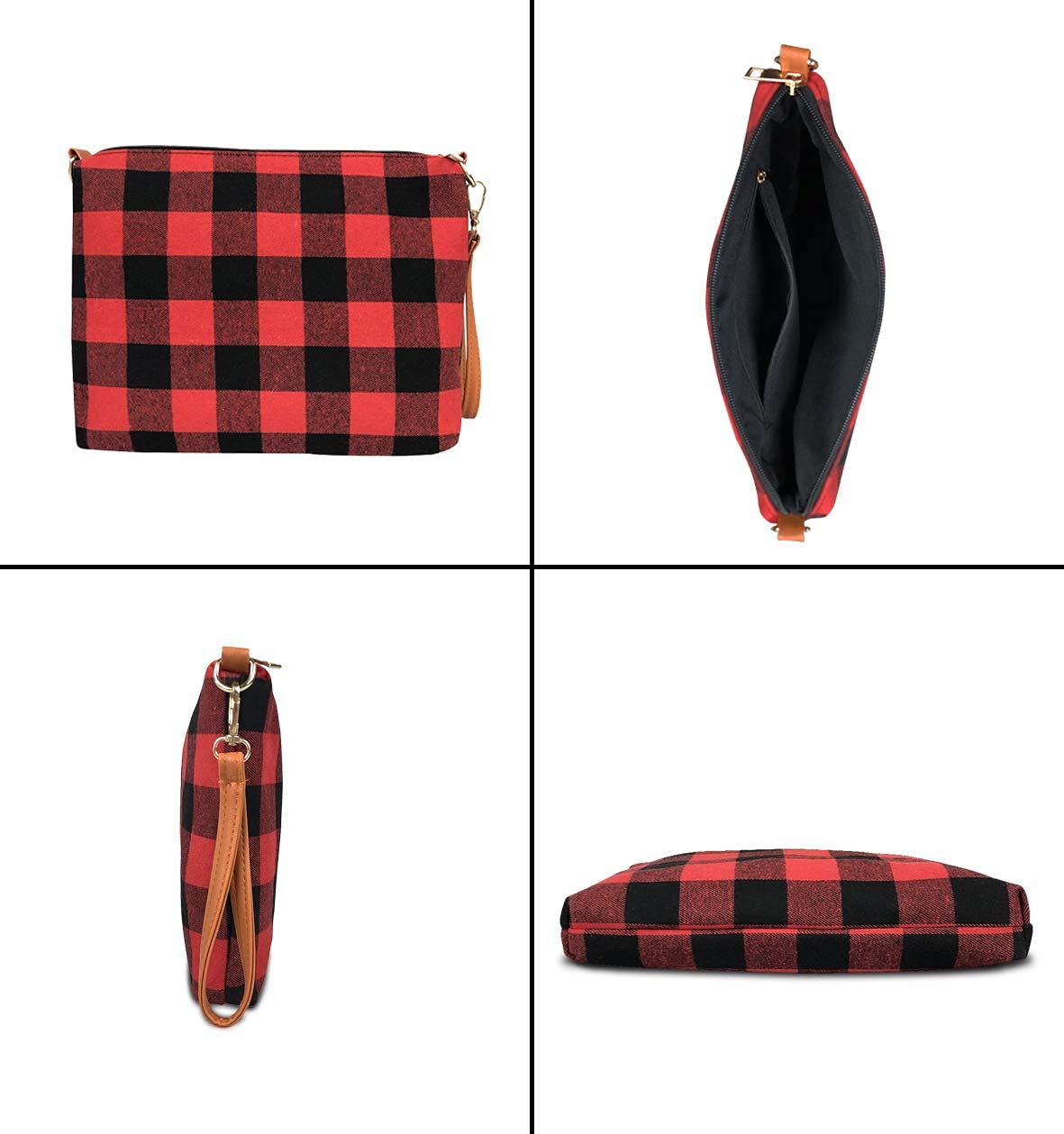 MONOBLANKS Women Buffalo Plaid Crossbody Purse Bag Small Shoulder Wristlet Phone Bag (Red Buffalo Plaid)