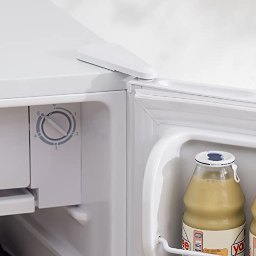 HOMCOM Mini Fridge with Freezer, 3.2 Cu.Ft Compact Refrigerator with Adjustable Shelf, Mechanical Thermostat and Reversible Door for Bedroom, Dorm, White