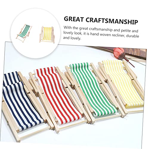 Homoyoyo 2pcs Deck Chair Model Mini Folding Chair Decorative Outdoor Decor Outdoor Tables and Chairs Mini Deck Chair Mini Foldable Recliner Mini Furniture Simulation Recliner Model Green