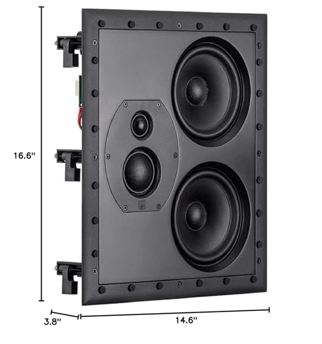 Monolith THX-LCR - THX Ultra Certified 3-Way LCR in-Wall Speaker, 1in Silk Dome Tweeter, for Home Theater, Easy Install, Black