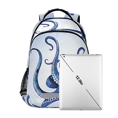 Funky Qiu Watercolor Sea Animal Octopus Backpack Durable Lightweight College School Bookbag Daypack Rucksack for Boys Girl Student
