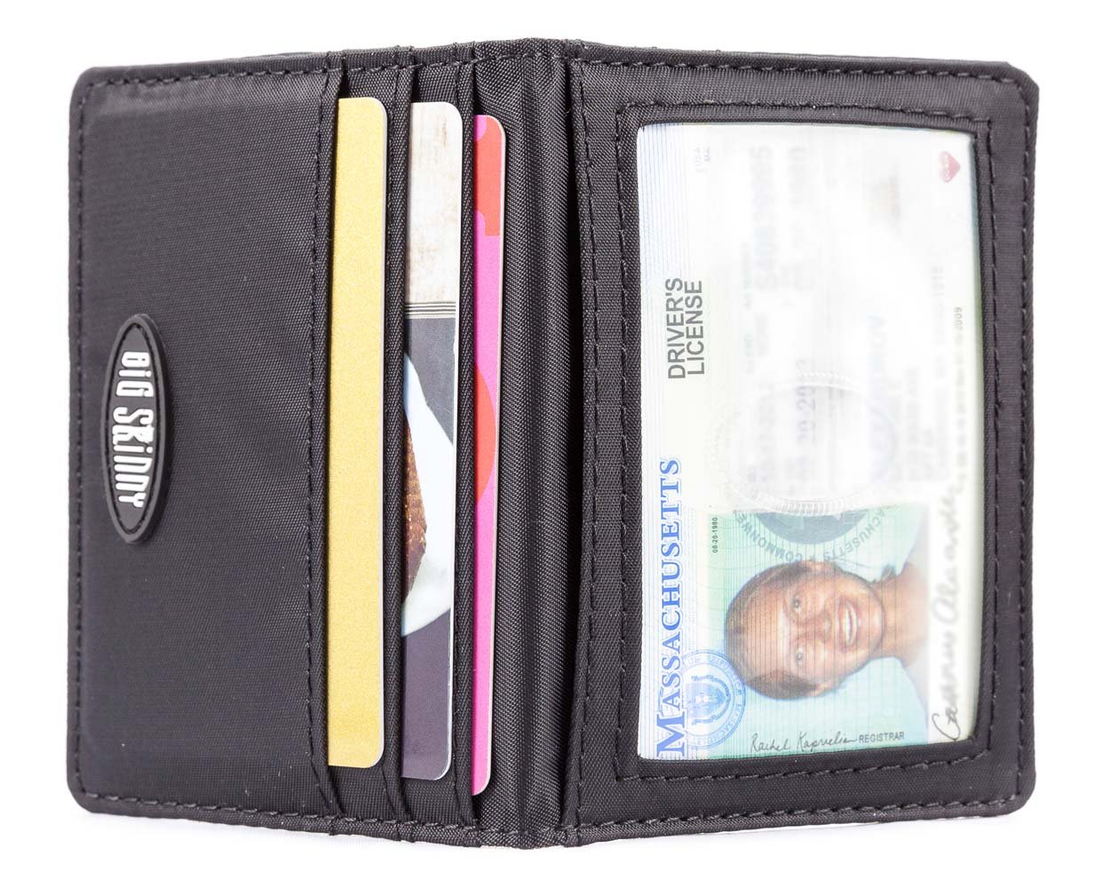 Big Skinny New Yorker Leather ID Slim Wallet, Holds Up to 24 Cards, Lightweight,Slim, Black