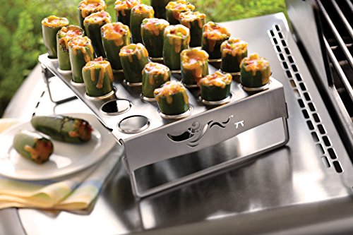 Outset QS83 Chicken Leg and Jalapeño Roaster with Collapsible Legs, Stainless Steel 7.75 x 11.5 x 3