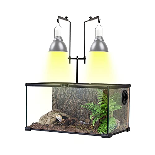 DGBAIZ Reptile Lamp Stand,Pet Lamp Land Bracket,2Hooks Adjustable Metal Floor Light Lamp Holder Lamp Support for Reptile or Succulent Plants Glass Terrarium Heating Light