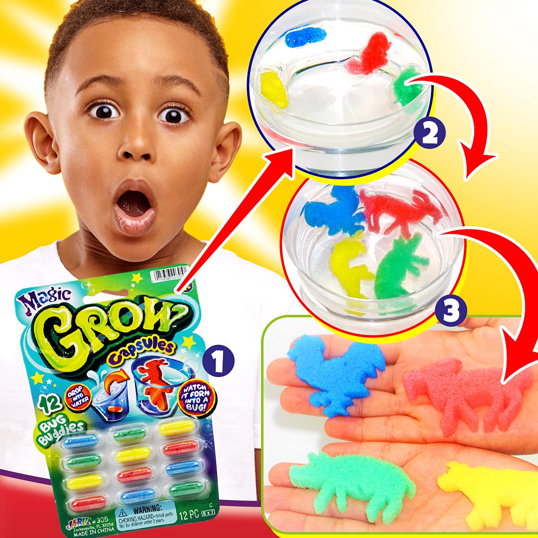 JA-RU Magic Grow Capsules (12 Capsules/Assorted Style) Best Growing Animals Assorted Style Capsules Bath Toys for Kids. 305-1H