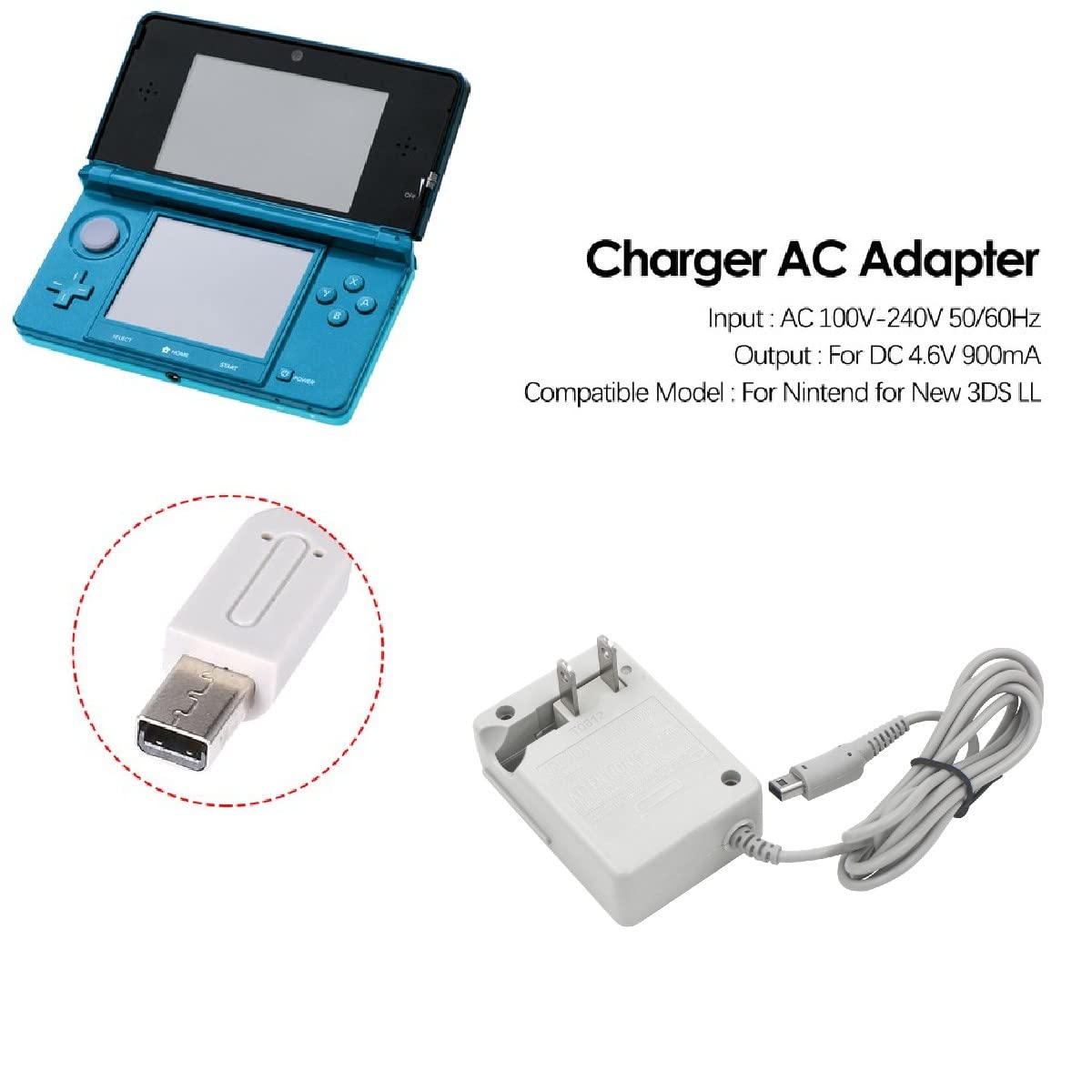 Charger Power AC Adapter for 3DS XL LL for DSi DSi XL 2DS 3DS 3DS XL Home Travel Mains Charger US Plug