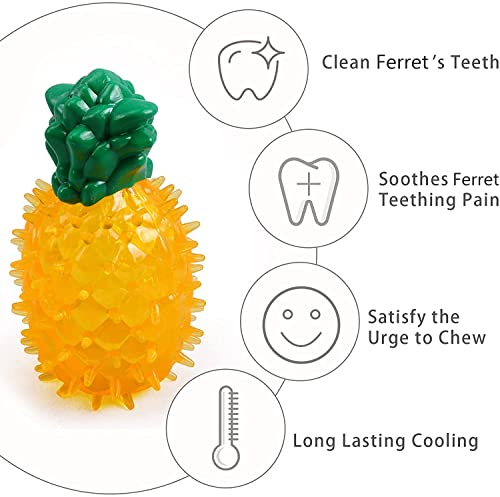 HAICHEN TEC 3 Pack Ferret Cooling Chew Toys, Frozen Fruit Shape Teething Toy for Ferret, Durable Bite Resistant Summer Interactive Squeaky Toys Pet Treat Training Tools for Small Animal (3 Pack)