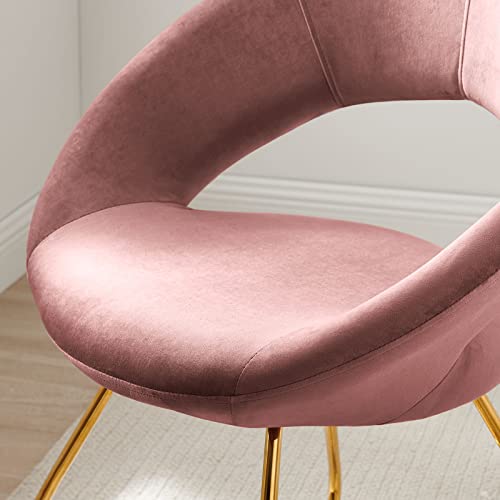 Modway Nouvelle Moday Performance Velvet Dining Chairs in Gold Dusty Rose-Set of 2