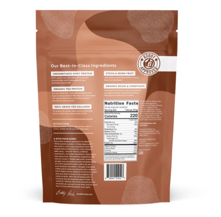 FlavCity Protein Powder Smoothie, Chocolate - 100% Grass-Fed Whey Protein Smoothie with Collagen Protein (25g of Protein) - Gluten Free & No Added Sugars (40.21 oz)