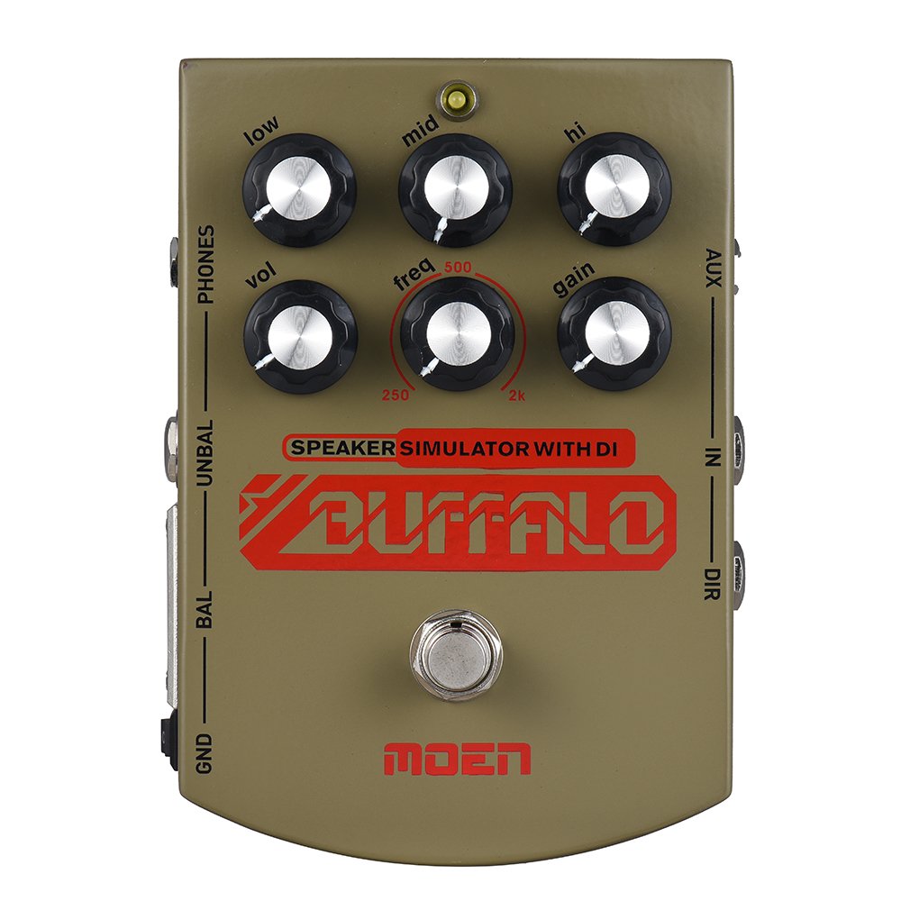 MOEN Electric Guitar Effects Pedal Buffalo Speaker Simulator with DI Low/Mid/High Tone Gain Volume Freq