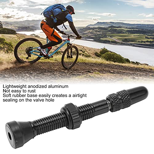 Bediffer Tubeless Valve, Removable Covers Soft Rubber Base Bike Tubeless Valve Vacuum Extension for Road Bikes(Black)