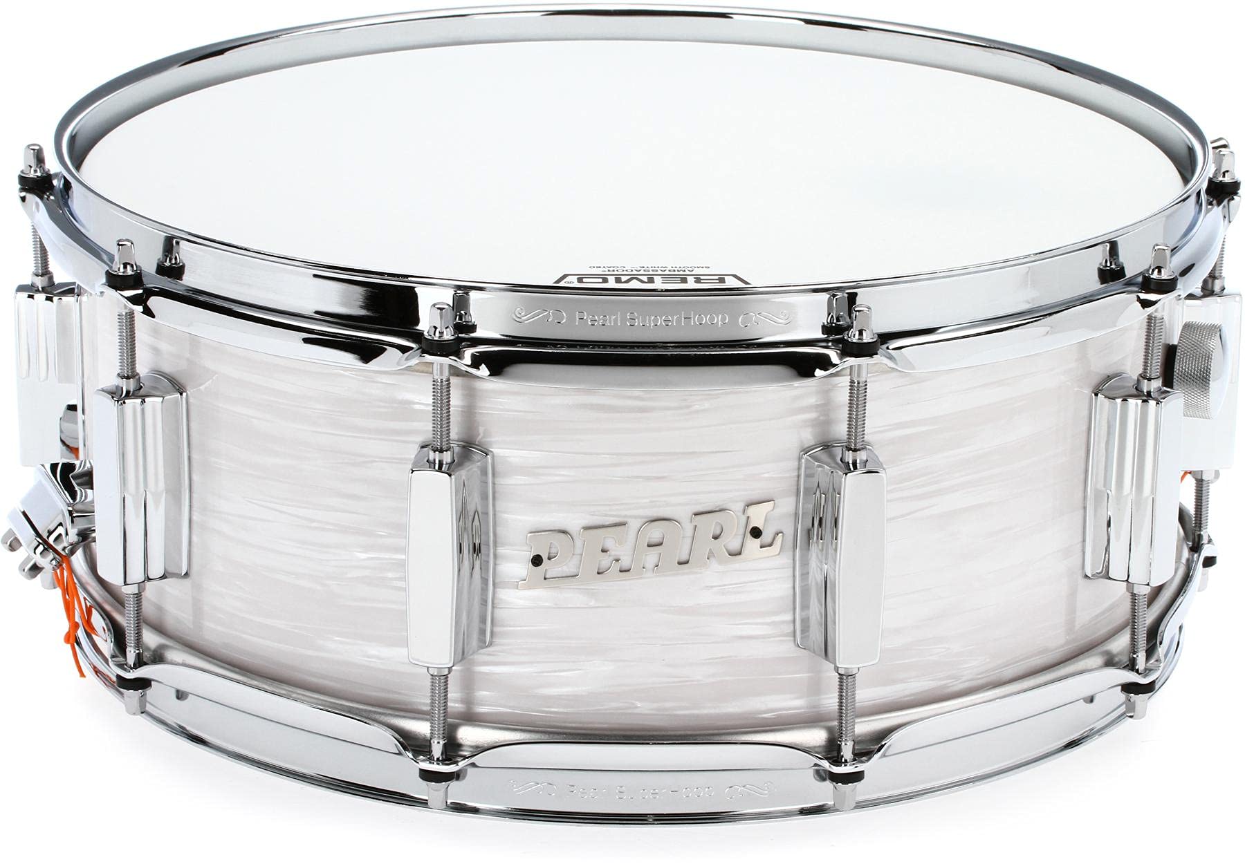 Pearl President Series Phenolic 75th Anniversary Limited Edition 14x5.5 Snare Drum in Pearl White Oyster wrapped finish w/Anniversary Case