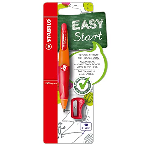 Handwriting Pencil - STABILO EASYergo 3.15 - Right Handed - Pink/Lilac + Sharpener